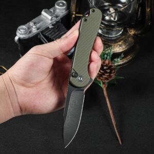 CIVIVI Elementum II Pocket Folding Knife, 2.96" Nitro-V Steel Blade G10 Handle Utility Knife with Deep Carry Pocket Clip for Camping Hiking Hunting C18062P-3