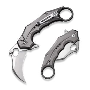 civivi incisor ii pocket folding knife for edc, karambit knife with 2.02" nitro-v blade aluminum handle c16016b-3