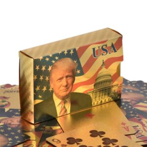 sw donald trump playing cards - gold playing cards deck of waterproof poker cards for game for table games good trump gift for men,