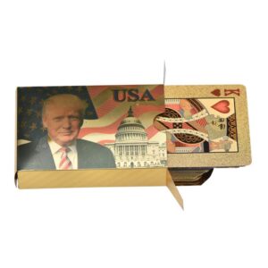 SW Donald Trump Playing Cards - Gold Playing Cards Deck of Waterproof Poker Cards for Game for Table Games Good Trump Gift for Men,