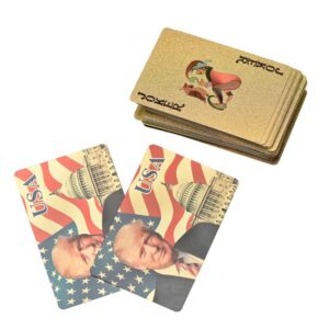 SW Donald Trump Playing Cards - Gold Playing Cards Deck of Waterproof Poker Cards for Game for Table Games Good Trump Gift for Men,