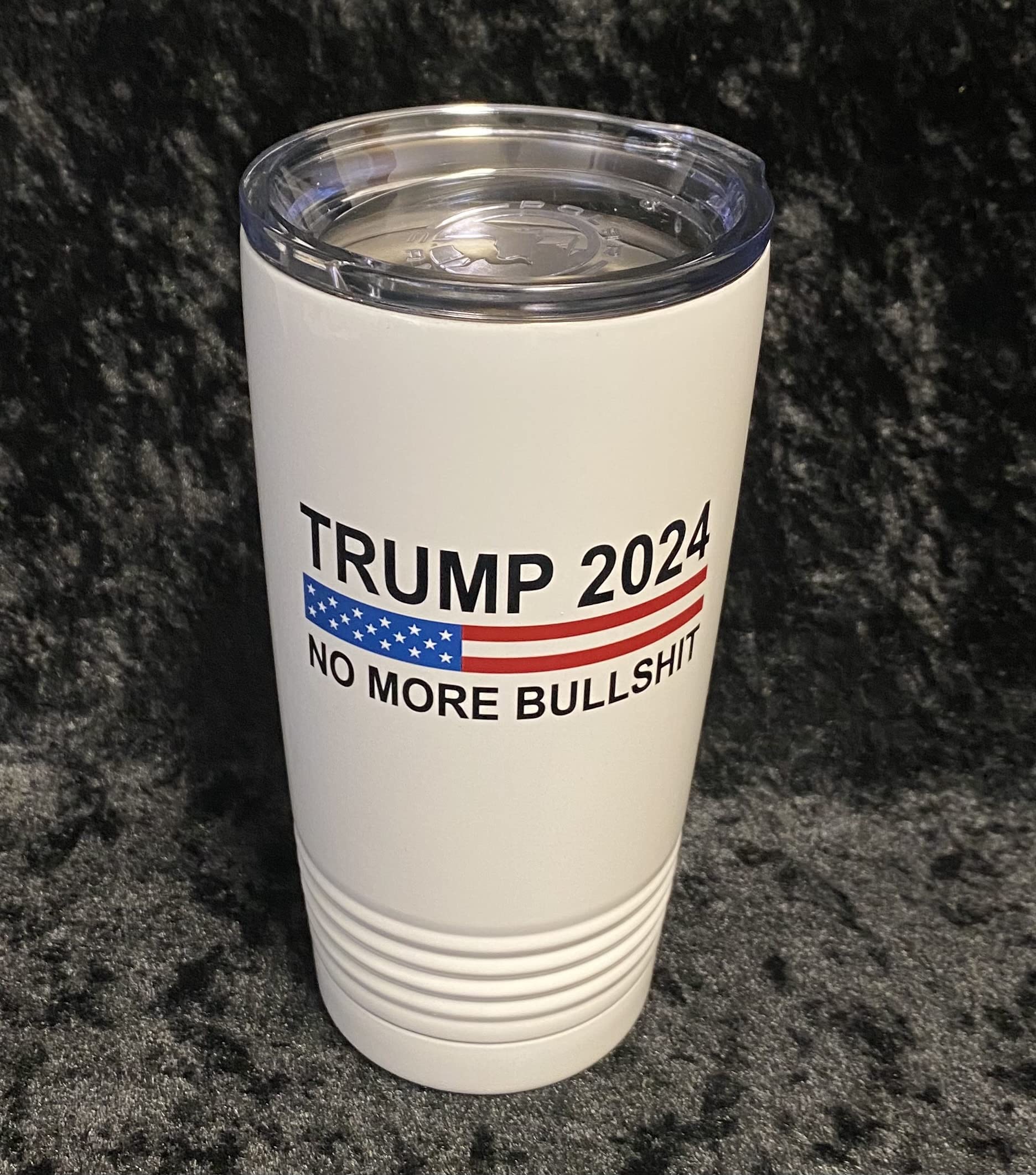 Maverick Advantage Trump 2024 No More Bullshit 20oz - Insulated Tumbler - MAGA - Make Liberals Cry Again - White