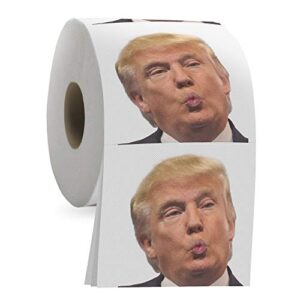 trump political toilet paper roll by gagster - 3 ply funny novelty gag tp with full-color image - 200 sheets per roll - prank gift for adults - printed on every sheet - make your butt laugh