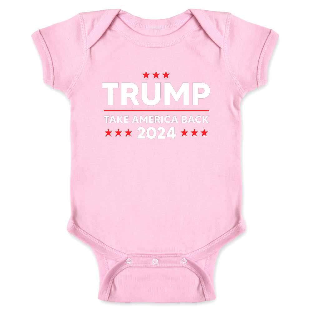 Donald Trump 2024 Take Back America Graphic Bodysuit, Baby Trump America Shirt Pink 6M