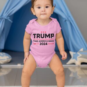 Donald Trump 2024 Take Back America Graphic Bodysuit, Baby Trump America Shirt Pink 6M