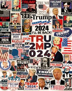 100 pack donald trump 2024 stickers (large size), bumper sticker, trump decal for laptop, phone, car, water bottle