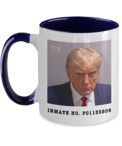 cute but rude donald trump mugshot mug election 2024 coffee cup inmate no. p01135809 two toned mugs