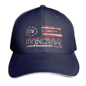 we-the-people-1776-vintage-usa-flag baseball cap adjustable sandwich cap sandwich cap dad hat navy blue