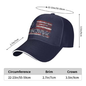 We-The-People-1776-Vintage-Usa-Flag Baseball Cap Adjustable Sandwich Cap Sandwich Cap Dad Hat Navy Blue