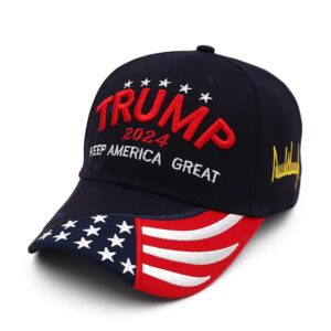 puoyis trump 2024 hat, trump 2024 maga hat embroidery adjustable keep america great baseball cap black