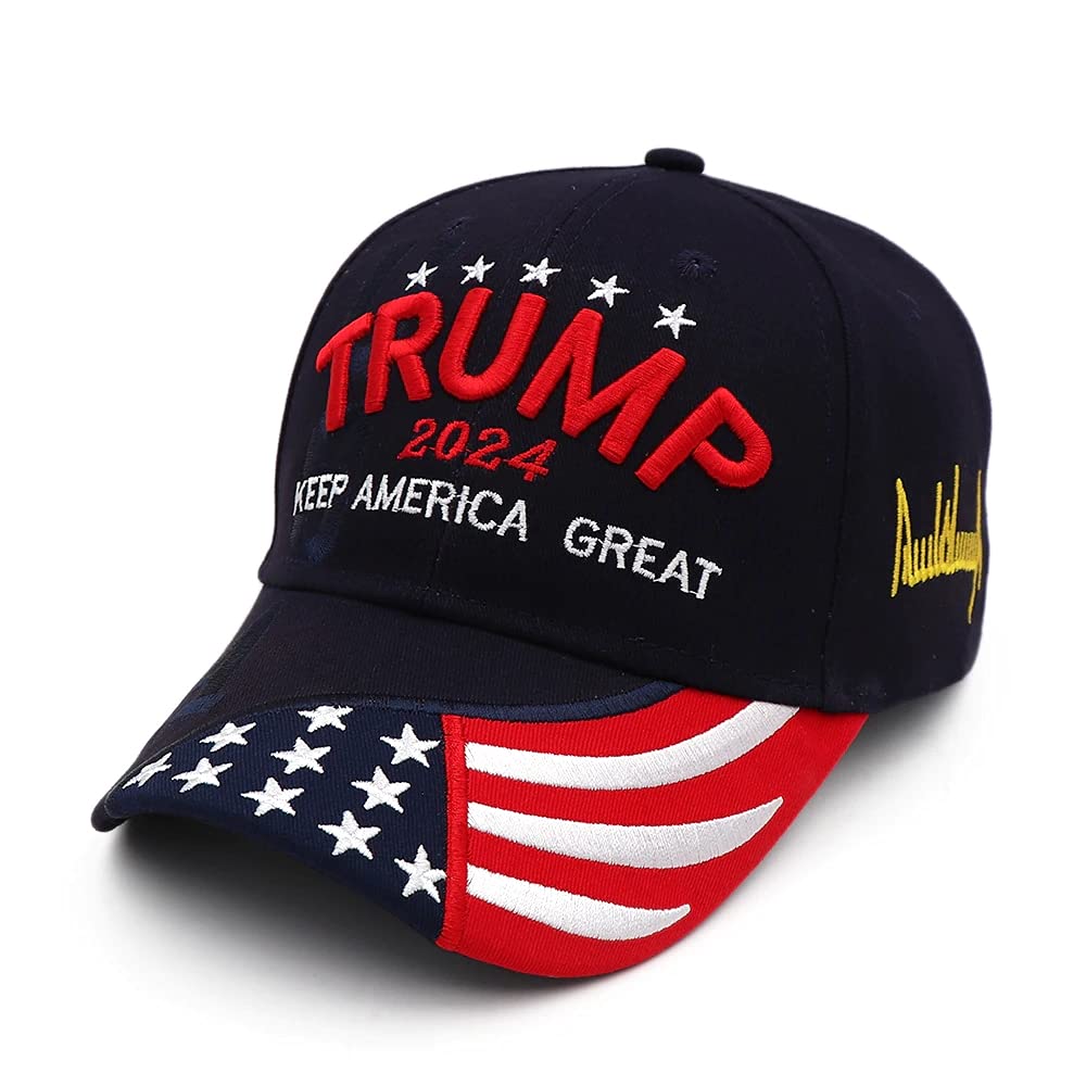 Puoyis Trump 2024 Hat, Trump 2024 MAGA Hat Embroidery Adjustable Keep America Great Baseball Cap Black