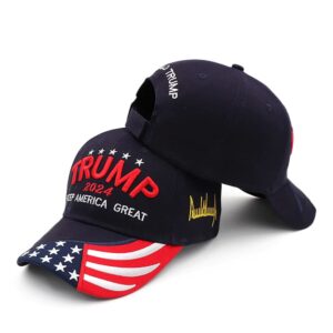 Puoyis Trump 2024 Hat, Trump 2024 MAGA Hat Embroidery Adjustable Keep America Great Baseball Cap Black