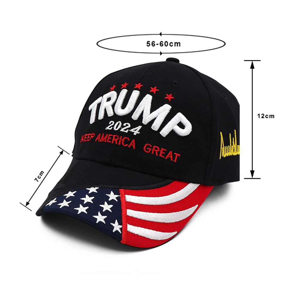 Trump 2024 Hat, Donald Trump 2024 Cap Keep America Great MAGA USA Embroidery Adjustable Baseball Cap Trump Trucker Hat(Black)