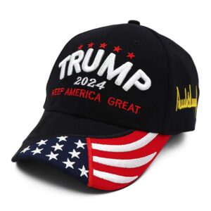 trump 2024 hat, donald trump 2024 cap keep america great maga usa embroidery adjustable baseball cap trump trucker hat(black)