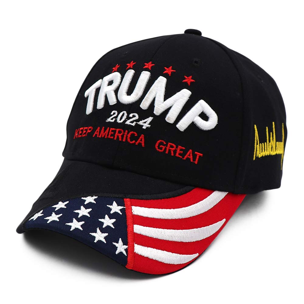 Trump 2024 Hat, Donald Trump 2024 Cap Keep America Great MAGA USA Embroidery Adjustable Baseball Cap Trump Trucker Hat(Black)