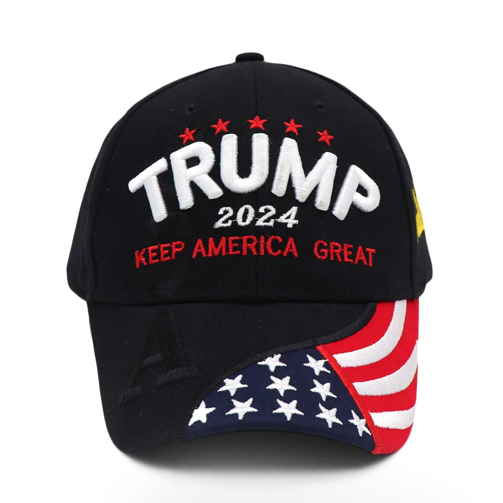 Trump 2024 Hat, Donald Trump 2024 Cap Keep America Great MAGA USA Embroidery Adjustable Baseball Cap Trump Trucker Hat(Black)