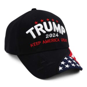 Trump 2024 Hat, Donald Trump 2024 Cap Keep America Great MAGA USA Embroidery Adjustable Baseball Cap Trump Trucker Hat(Black)