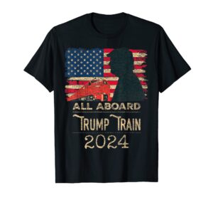 trump train 2024 trump for president usa flag distressed t-shirt