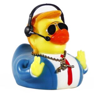 large rubber duck ornaments for car accessories dashboard decorations trump duck toys with sunglasses headphones and necklace (style a)