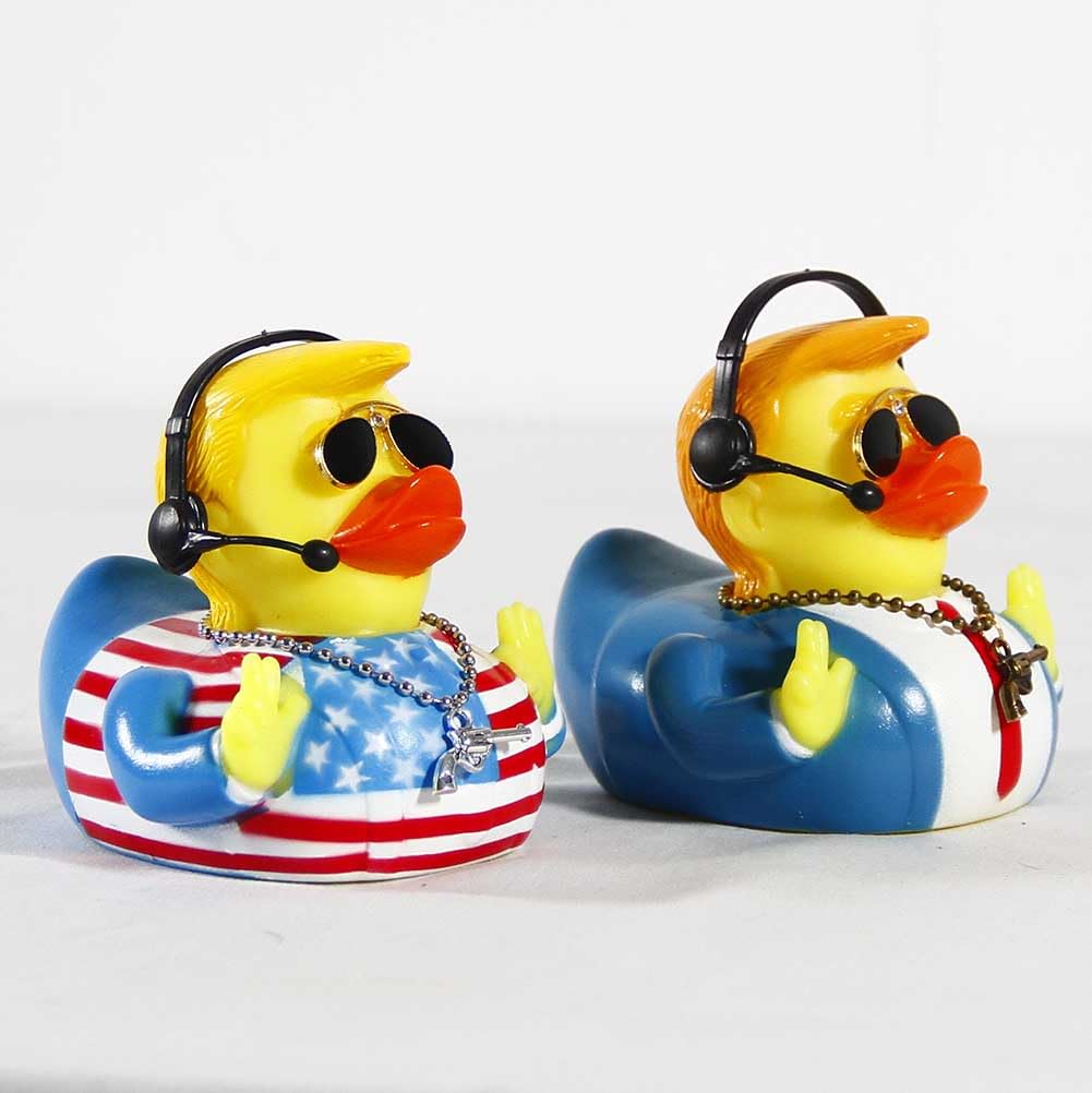 Large Rubber Duck Ornaments for Car Accessories Dashboard Decorations Trump Duck Toys with Sunglasses Headphones and Necklace (Style A)