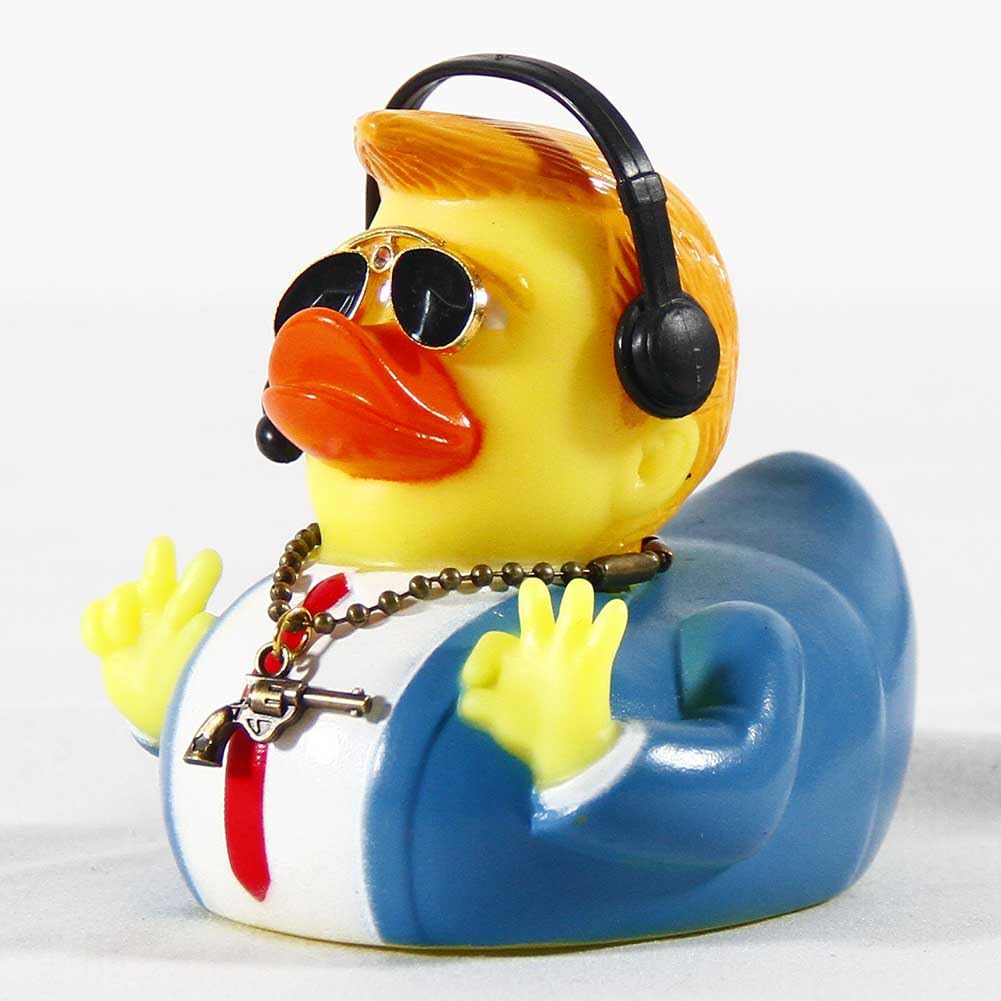 Large Rubber Duck Ornaments for Car Accessories Dashboard Decorations Trump Duck Toys with Sunglasses Headphones and Necklace (Style A)