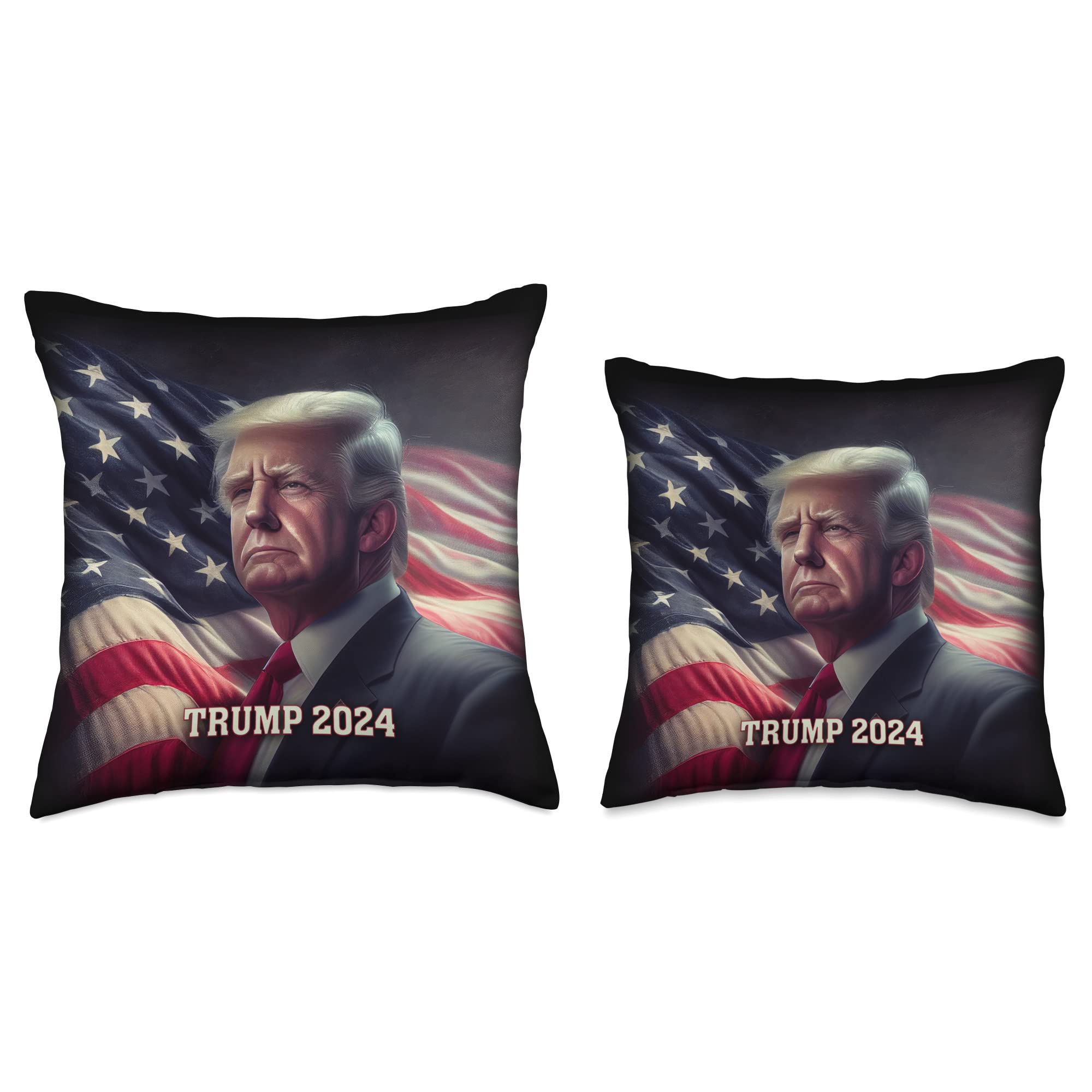 Donald Trump American Flag Illustration - Proud Republican Throw Pillow