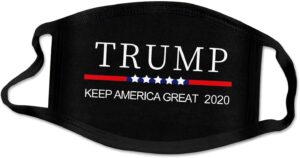 (2-pack) donald trump face mask or face shield, black keep america great 2020 (pack of 2)