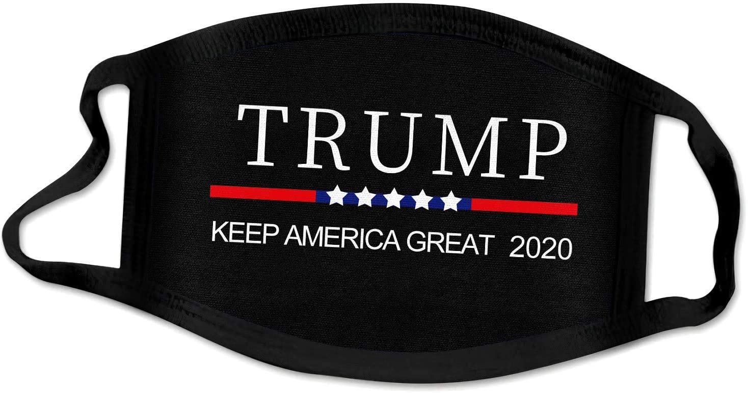 (2-Pack) Donald Trump Face Mask or Face Shield, Black Keep America Great 2020 (Pack of 2)