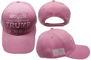 trade winds women for trump 2024 pink with light pink letters usa adjustable embroidered baseball cap hat, 7 3/4