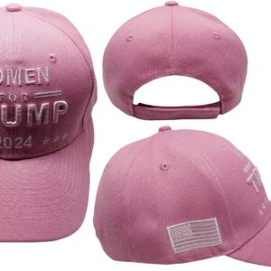 Trade Winds Women for Trump 2024 Pink with Light Pink Letters USA Adjustable Embroidered Baseball Cap Hat, 7 3/4