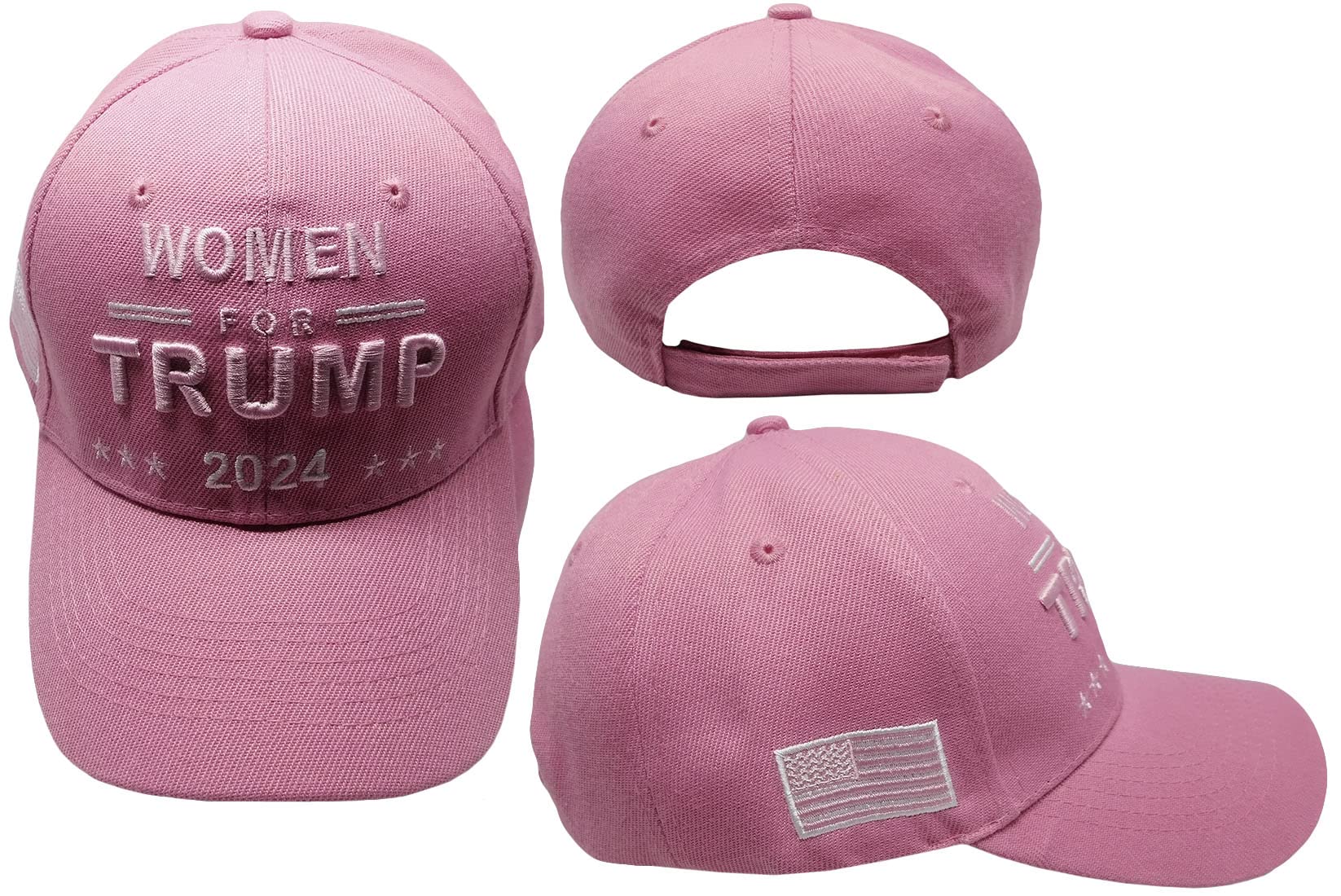 Trade Winds Women for Trump 2024 Pink with Light Pink Letters USA Adjustable Embroidered Baseball Cap Hat, 7 3/4