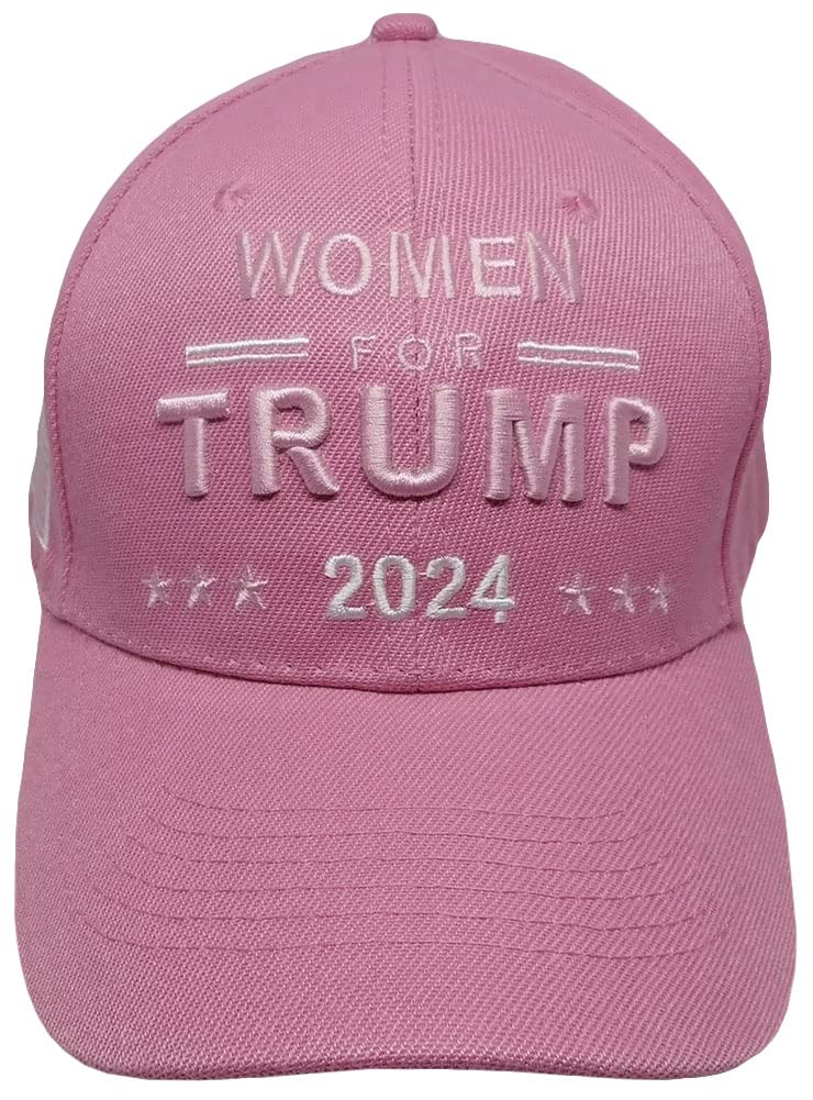 Trade Winds Women for Trump 2024 Pink with Light Pink Letters USA Adjustable Embroidered Baseball Cap Hat, 7 3/4