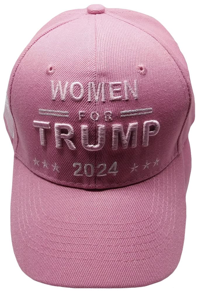 Trade Winds Women for Trump 2024 Pink with Light Pink Letters USA Adjustable Embroidered Baseball Cap Hat, 7 3/4