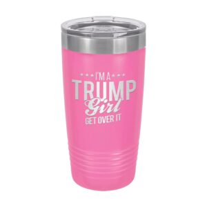 i'm a trump girl get over it stars insulated tumblers 20 oz. with lid, stainless steel cups travel coffee mug, novelty donald trump gifts (pink)