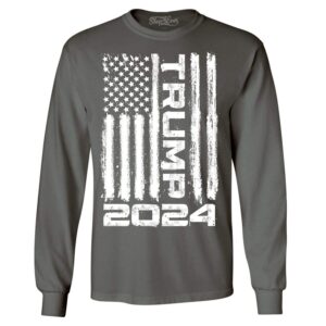 shop4ever trump flag 2024 long sleeve shirt large charcoal