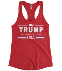 women's trump make america great again usa maga racerback tank top (red, medium)