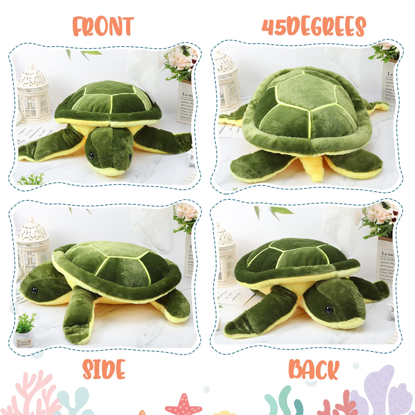 Civaner Soft Plush Sea Turtle Stuffed Animals, Plush Pillow Toys, Giant Stuffed Turtle, Tortoise Plush Toys Doll Birthday Graduation Nurse's Teacher's Day's Gifts for Girls Boys Girlfriend(12 Inches)