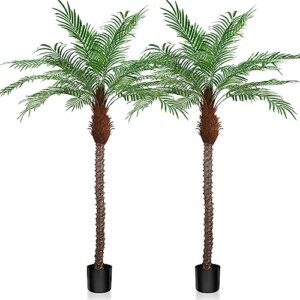 anting artificial palm tree 8.5ft tall trees plants 18 leaves 102in outdoor palm trees for outside patio trees for decor (set of 2)