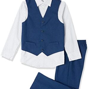 Van Heusen Boys' 4-Piece Formal Suit Set, Vest, Pants, Collared Dress Shirt, and Tie, Blue Jean, 10