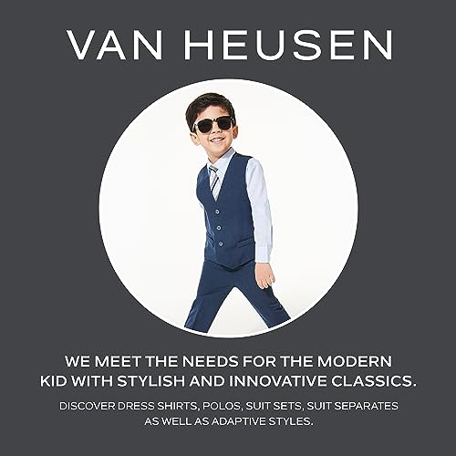 Van Heusen Boys' 4-Piece Formal Suit Set, Vest, Pants, Collared Dress Shirt, and Tie, Blue Jean, 10