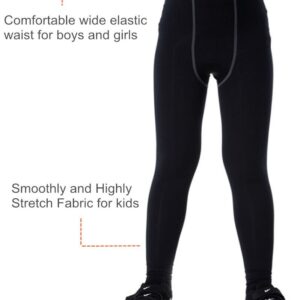 CVVTEE Boys Compression Pants Base Layers Soccer Hockey Tights Athletic Leggings Thermal for Kids Black