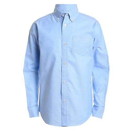 IZOD boys Long Sleeve Solid Button-down Oxford button down shirts, Ox Blue, 12 US