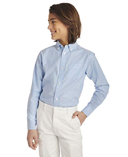 IZOD boys Long Sleeve Solid Button-down Oxford button down shirts, Ox Blue, 12 US