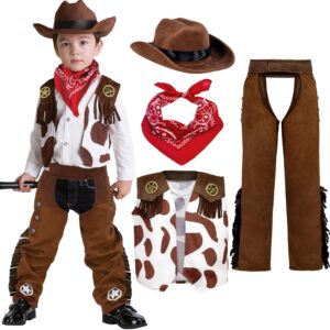 spooktacular creations cowboy costume cowboy hat deluxe set for kids halloween party dress up,role play and cosplay (s(5-7yr))