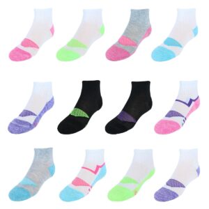 hanes girls cool comfort ankle socks, 12-pair pack fashion liner socks, assorted, medium us