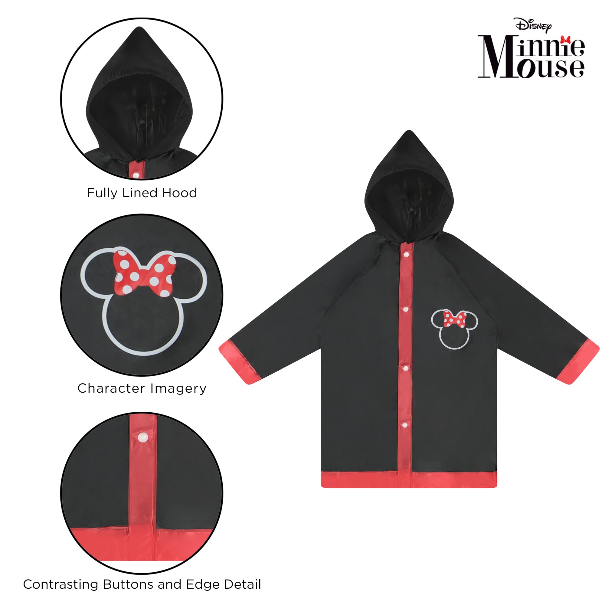 Disney Kids Umbrella and Poncho Raincoat Set, Minnie Mouse/Moana/Vampirina Girls Rain Wear For Toddler 2-3 or Kids 4-7