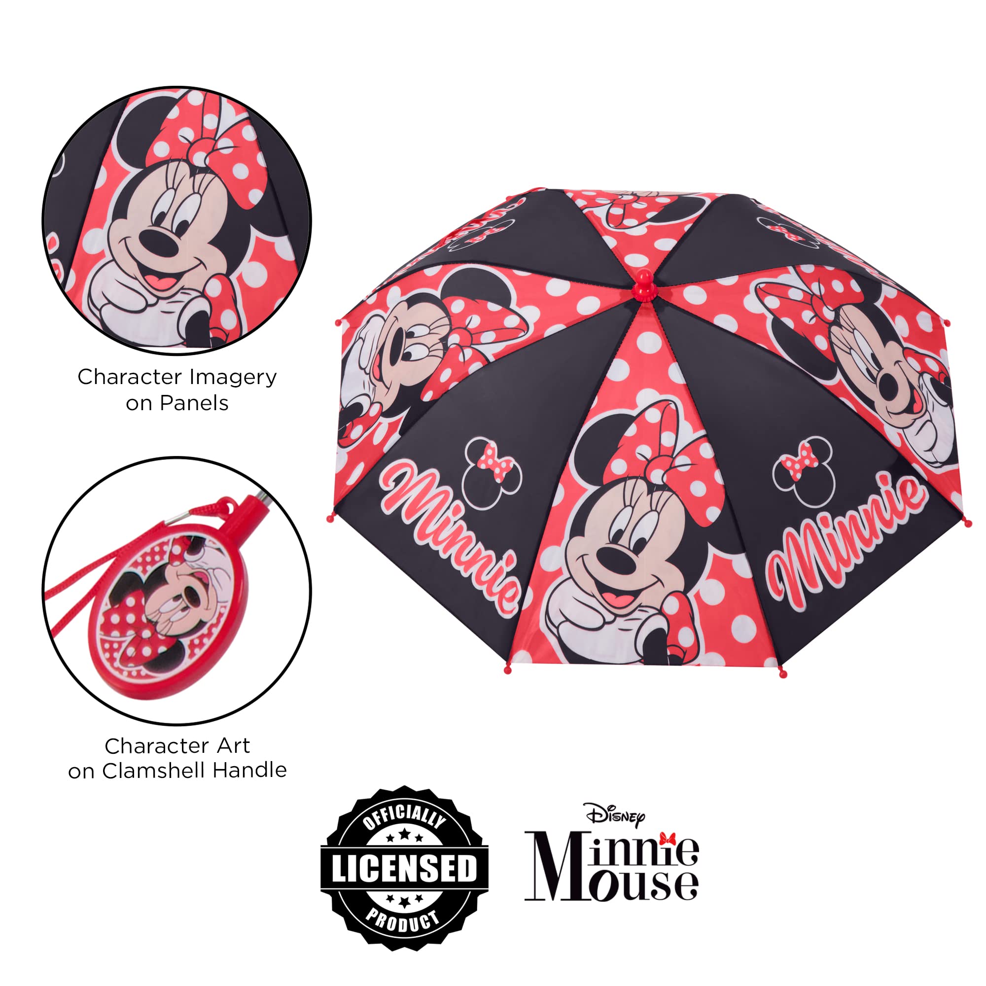 Disney Kids Umbrella and Poncho Raincoat Set, Minnie Mouse/Moana/Vampirina Girls Rain Wear For Toddler 2-3 or Kids 4-7