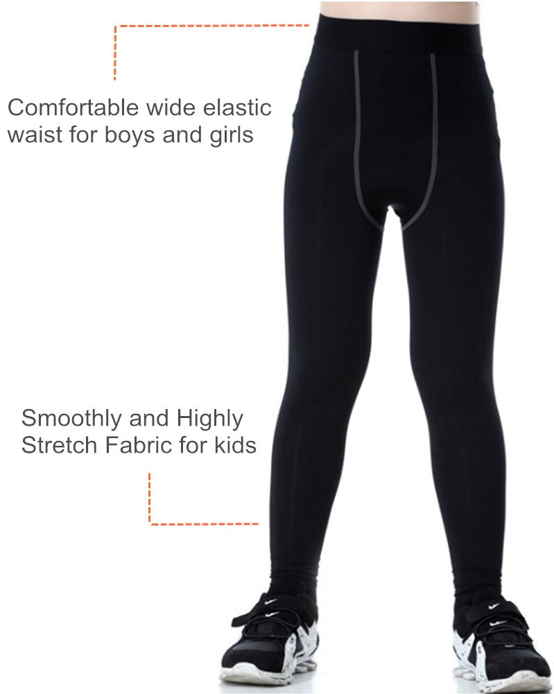 CVVTEE Boys Athletic Base Layer Compression Underwear Set 2pcs Thermal Long John for Kids (Black, 7(Height:47.24"-51.18"))