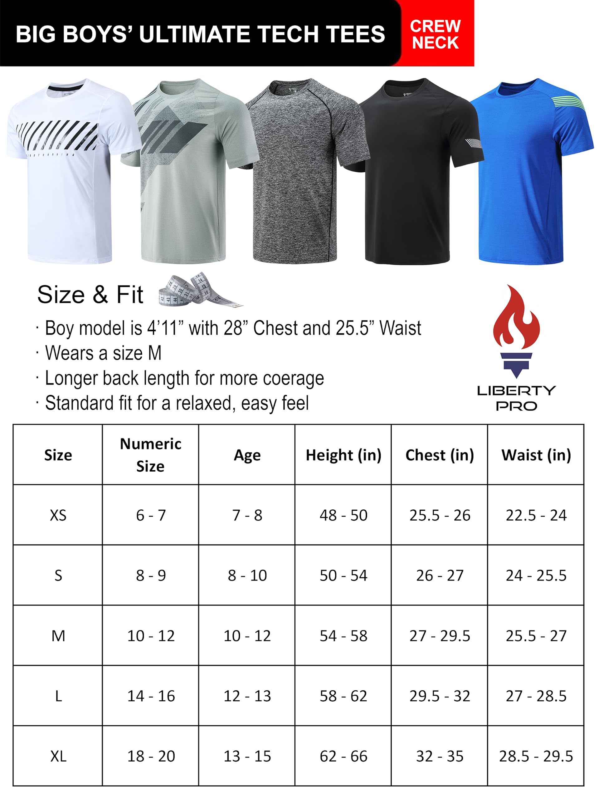 5 Pack Boys Athletic Shirts, Youth Activewear Dry Fit Tshirts for Kids, Short Sleeve Tees, Bulk Athletic Performance Clothing (Set 3, Medium)