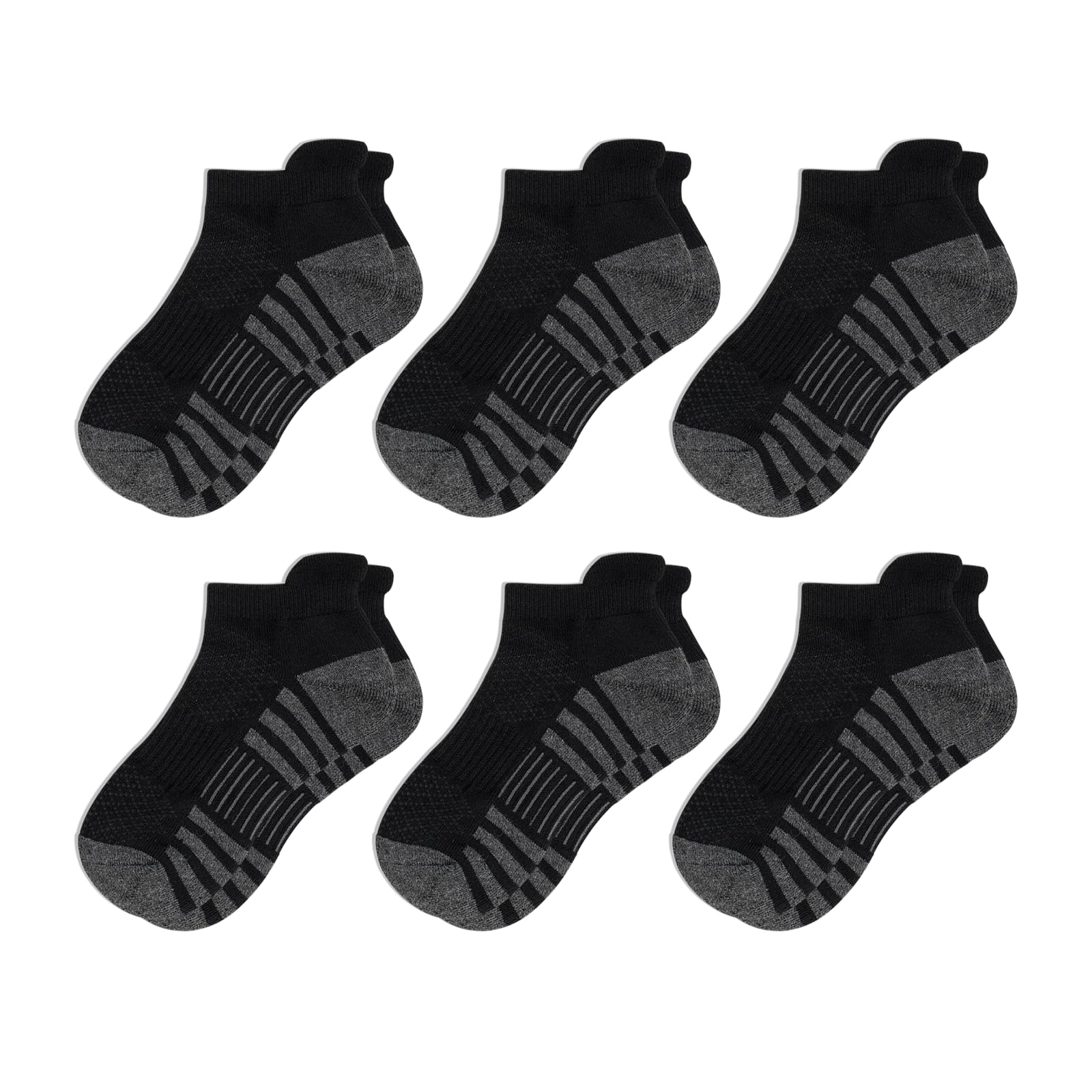 HENGRUI Boys/girls Socks Cushioned Kids Socks, Kids Ankle Athletic Socks With Low Cut Tab For 4-7 Years Old-6 Pairs, Black